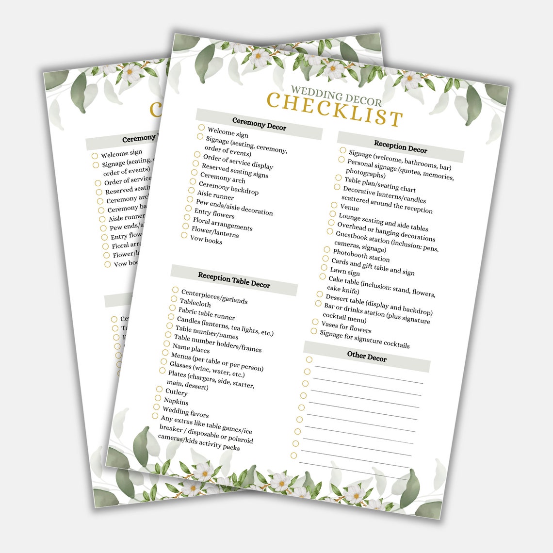 Wedding Decor Checklist, Wedding Planner, Wedding Decorations ...