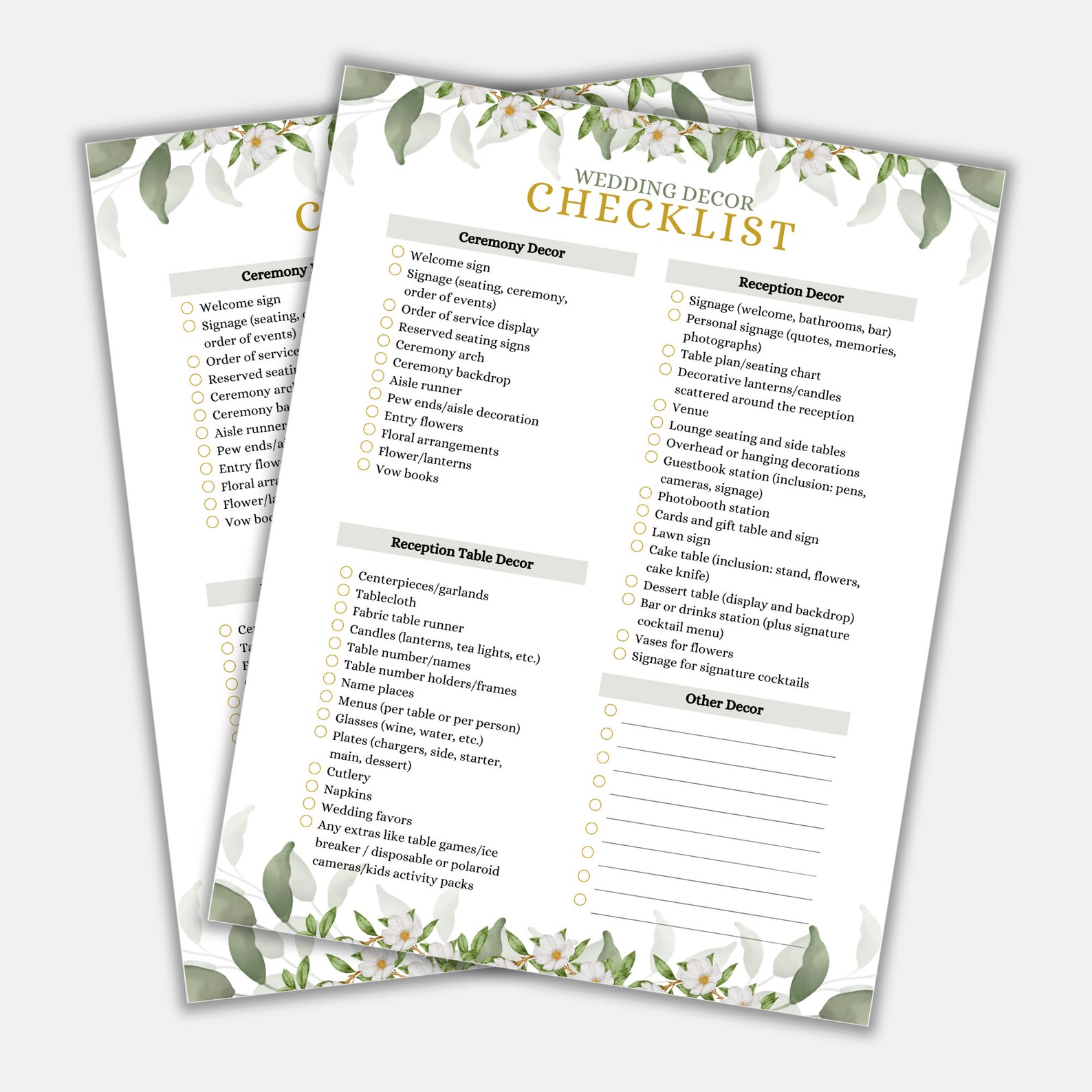 Wedding Decor Checklist, Wedding Planner, Wedding Decorations ...