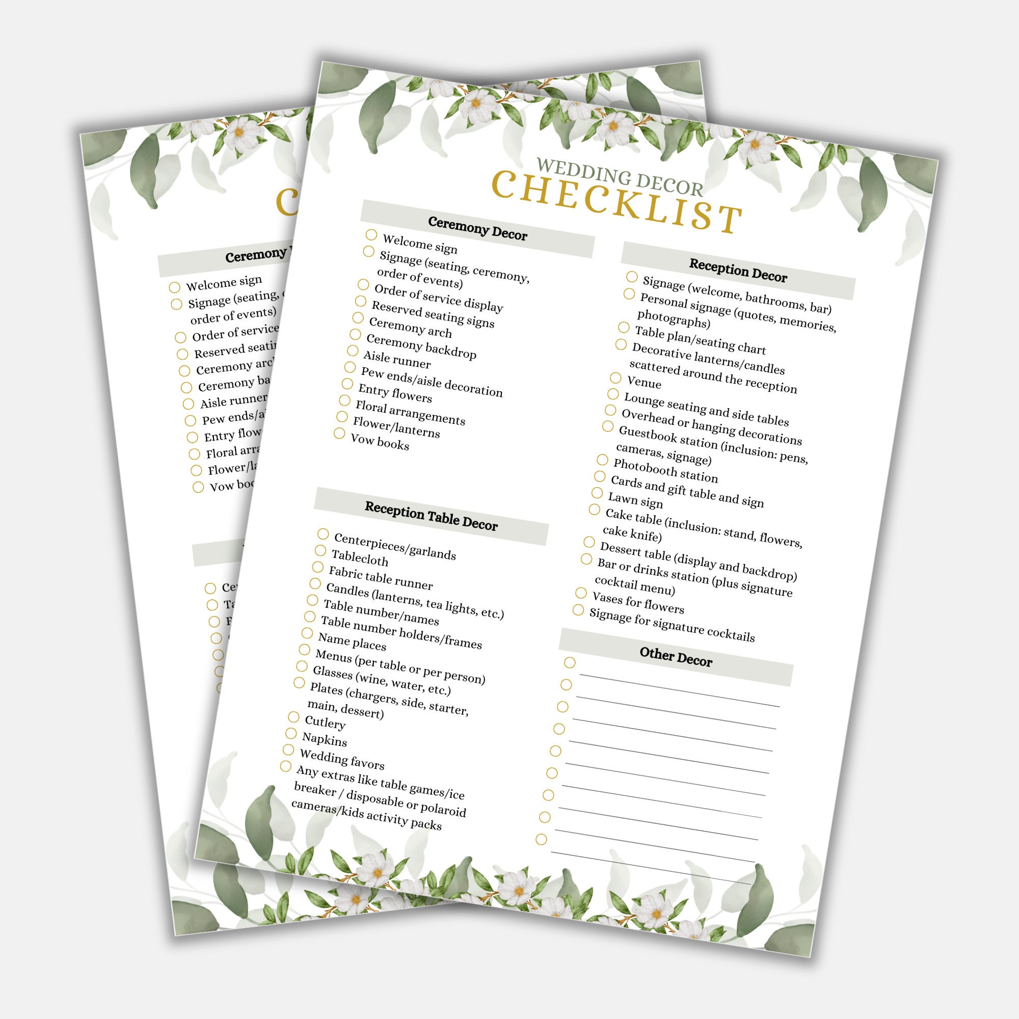 Wedding Decor Checklist, Wedding Planner, Wedding Decorations ...