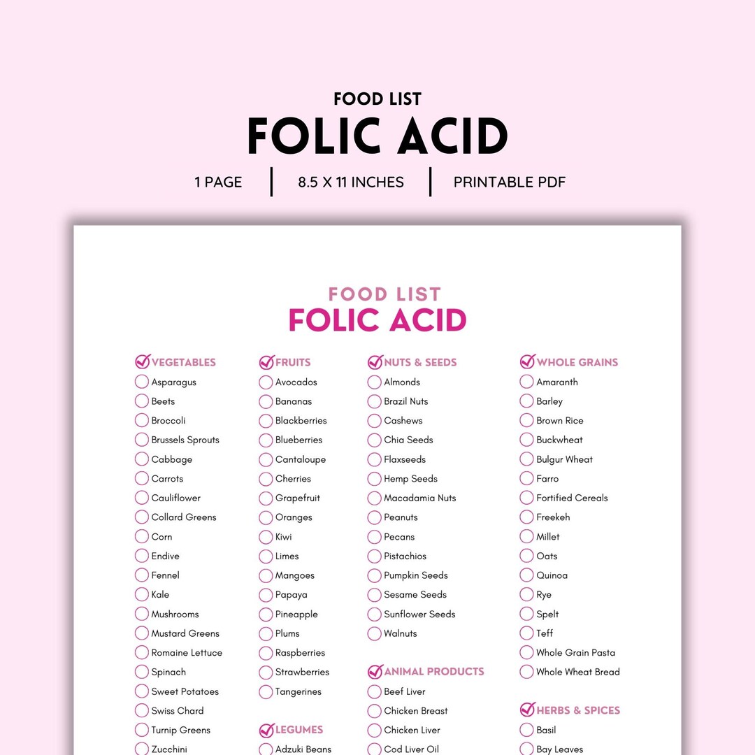Folic Acid, Folate Foods, Food Source, Vitamin B9, Food List, Grocery ...