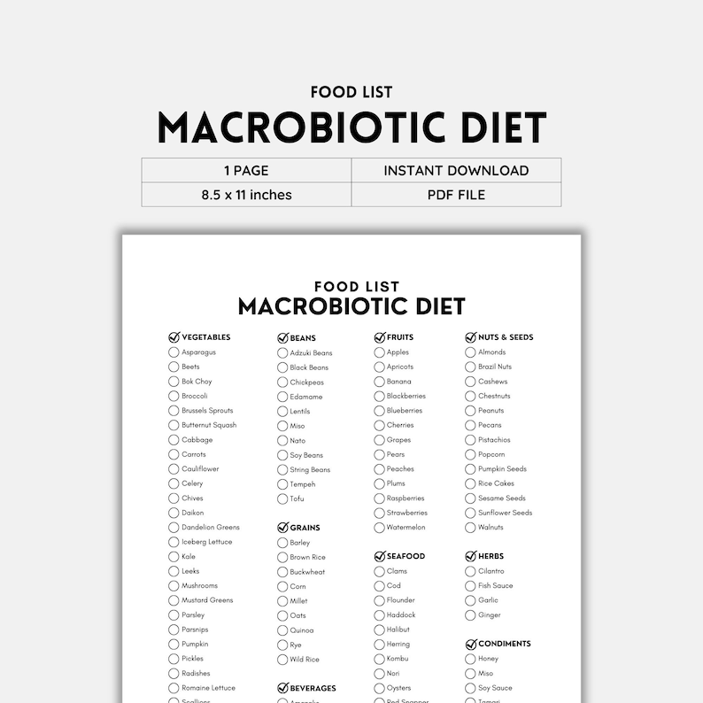 Macrobiotic Diet, Food List, Grocery List, Shopping List, Macrobiotic ...