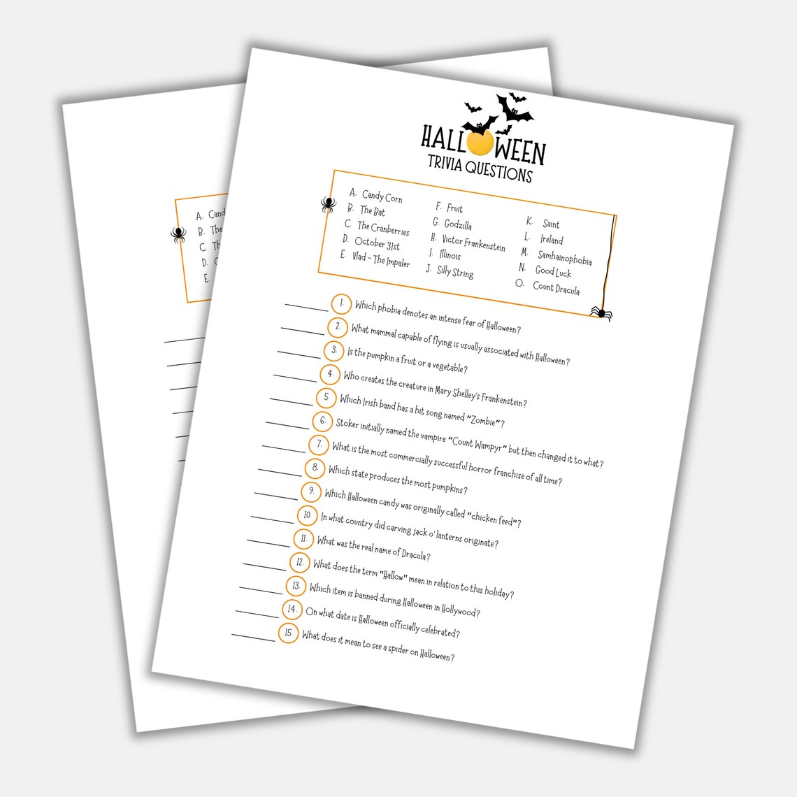 Halloween Trivia, Halloween Party Game, Halloween Quiz, Halloween Games ...