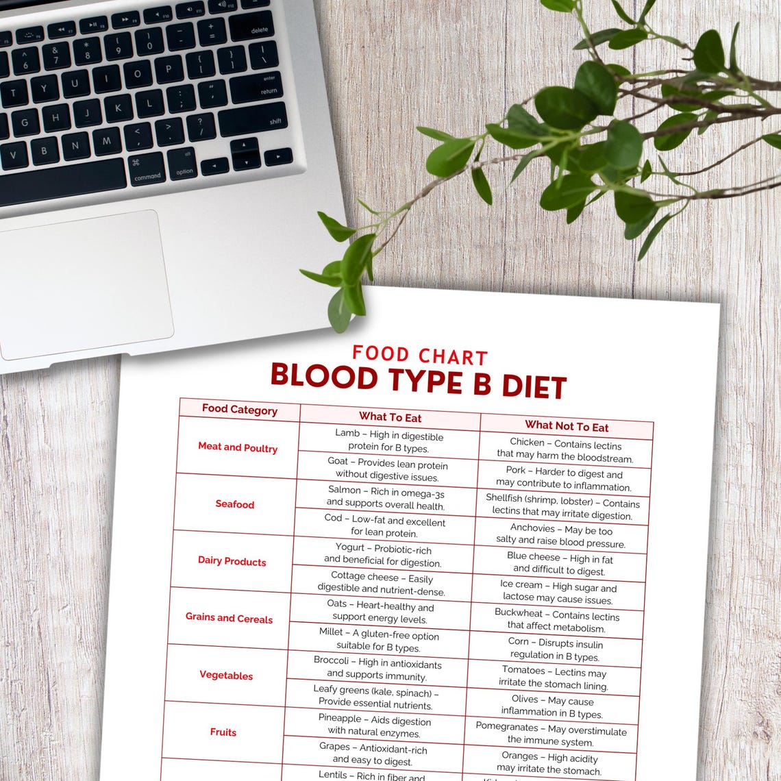 Blood Type AB Diet, Food List, Grocery List, Shopping List, Food Guide ...