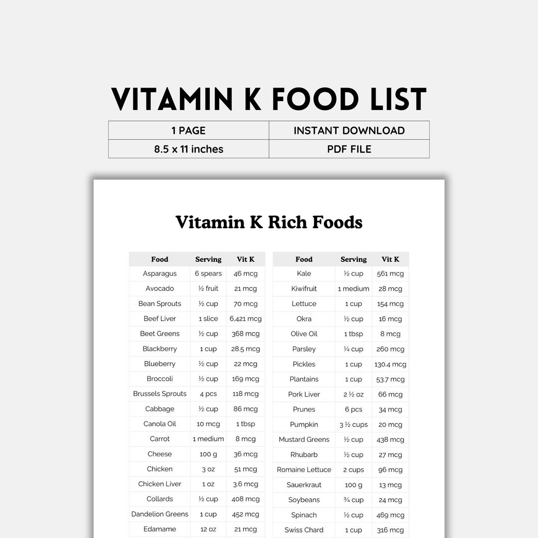 Vitamin K, Vitamin K Foods, Rich Foods, Food List, Vitamin K Sources, Vitamin K Benefits, Food ...
