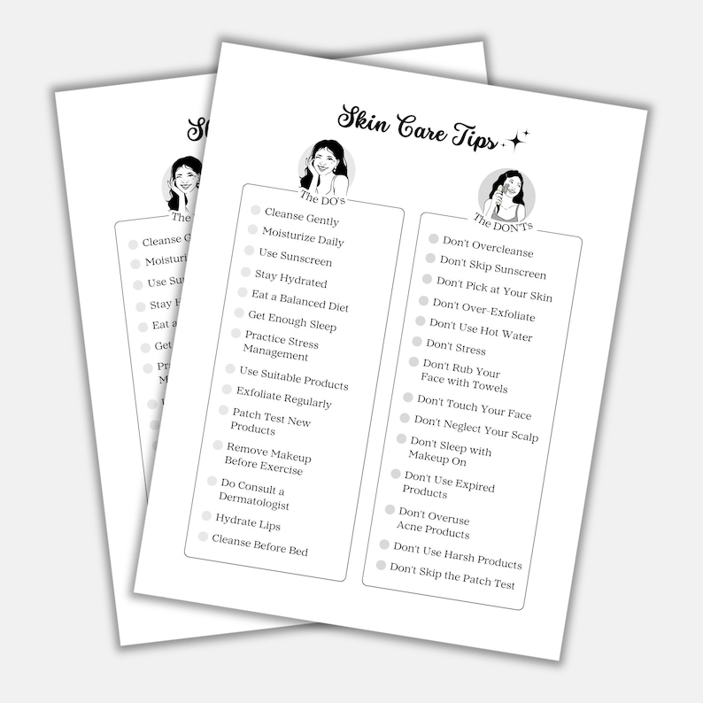 Skin Care Tips Printable | B&W PDF | Easy Dos and Don’ts Guide ...