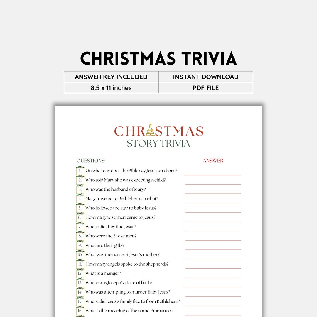 Christmas Trivia, Christmas Party Game, Holiday Trivia, Christmas ...