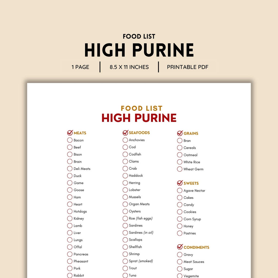 High Purine, Food List, High Purine Diet, Foods High in Purine, High ...