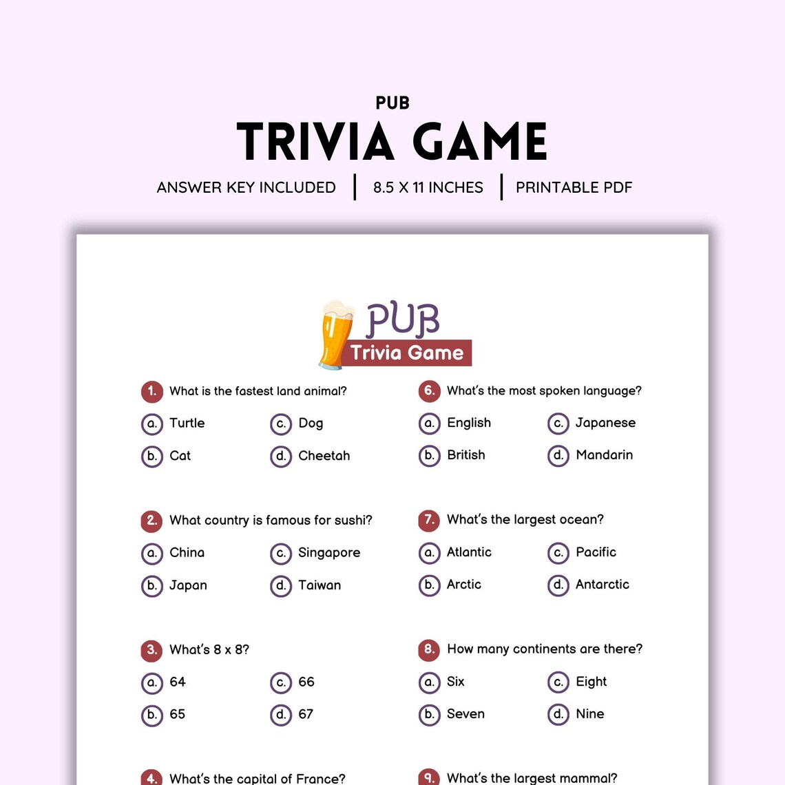 Pub Trivia, Trivia Questions, Trivia Game, Trivia Night, Pub Quiz, Game ...