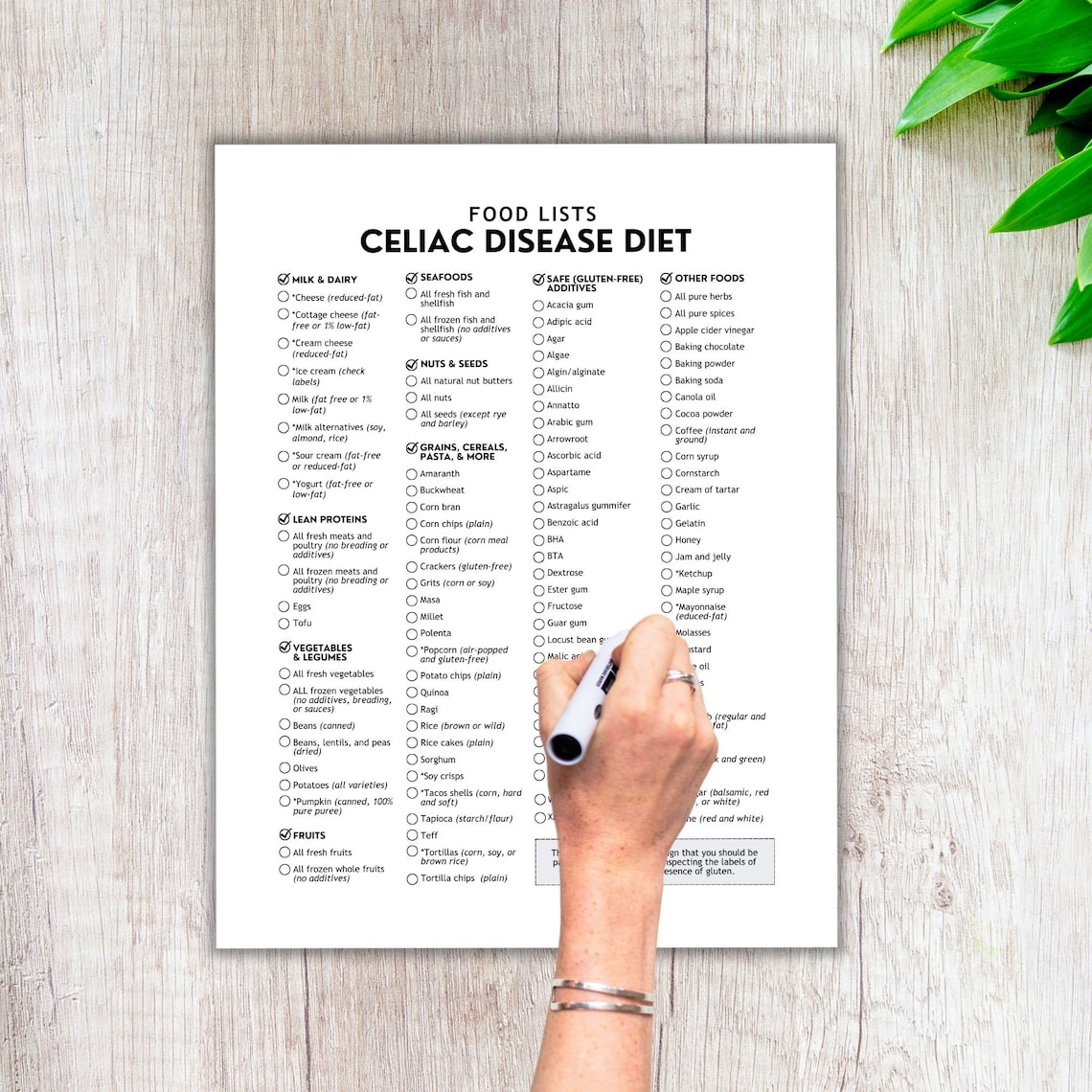 Celiac Disease Food List Printable | B&W PDF | Gluten-free Diet Guide ...