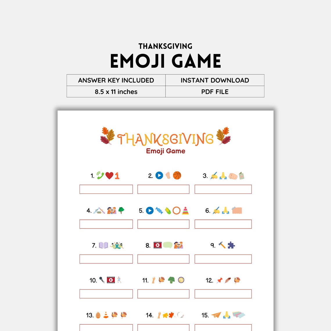 Thanksgiving Emoji, Emoji Pictionary, Thanksgiving Game, Thanksgiving ...