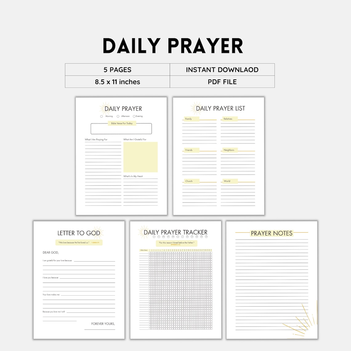 PRINTABLE Daily Prayer, Daily Prayer Planner, Christian Journal, Bible ...