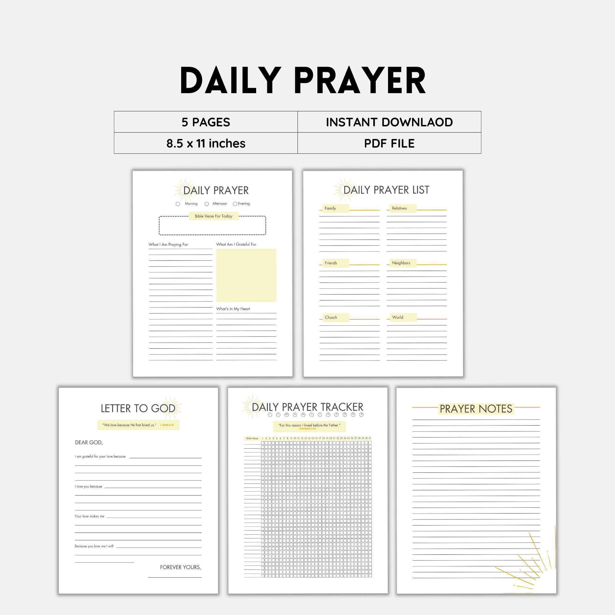 PRINTABLE Daily Prayer, Daily Prayer Planner, Christian Journal, Bible ...
