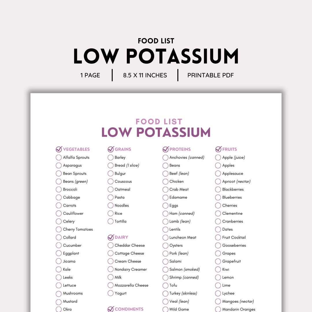 Low Potassium, Food List, Kidney Disease, Renal Diet, Chronic Illness ...