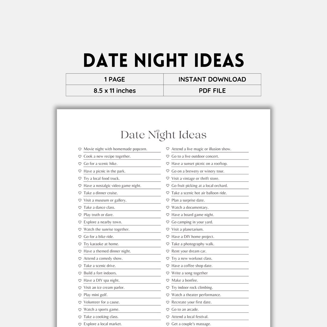 Date Night Ideas Date Ideas Valentines Day Ideas Date Night Printable Date Night Challenge