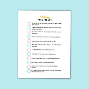 PRINTABLE Birthday Pass the Gift Game, Pass the Prize Game, Gift ...