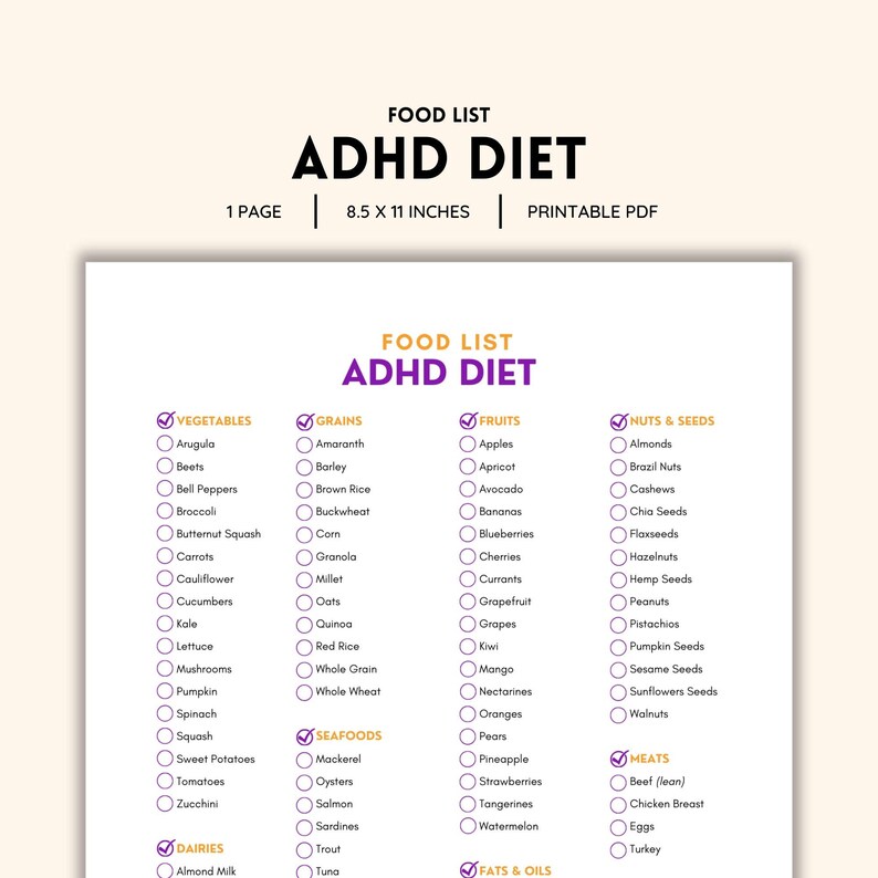 ADHD Diet, ADHD Food List, Attention Deficit, Sensory Diet, Nutrition ...