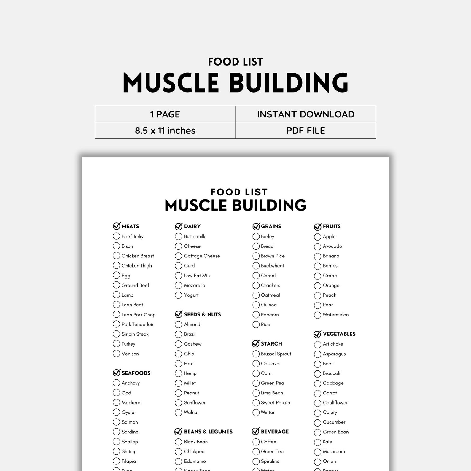 Muscle Building, Food List, Grocery List, Shopping List, Food Guide ...