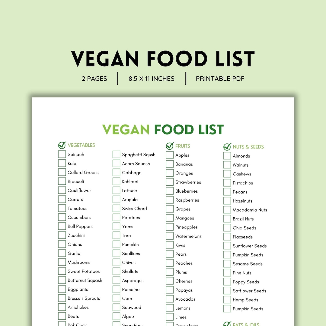 Vegan Food List, Grocery List, Plant-based, Vegan Diet, Healthy Eating ...