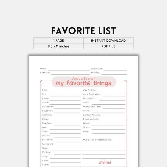 Lista De Cosas Favoritas