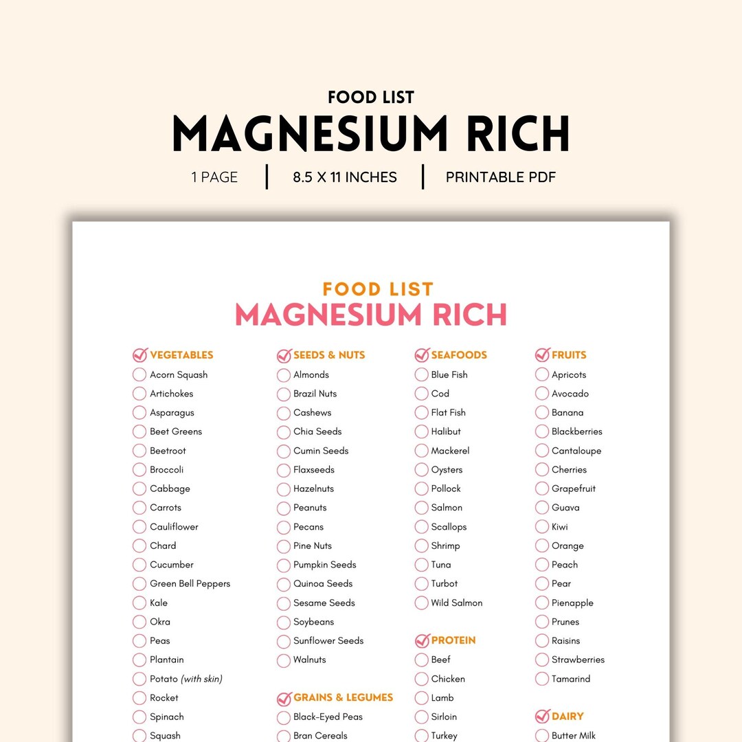 Magnesium Rich, Food List, Grocery List, Shopping List, Food Guide ...