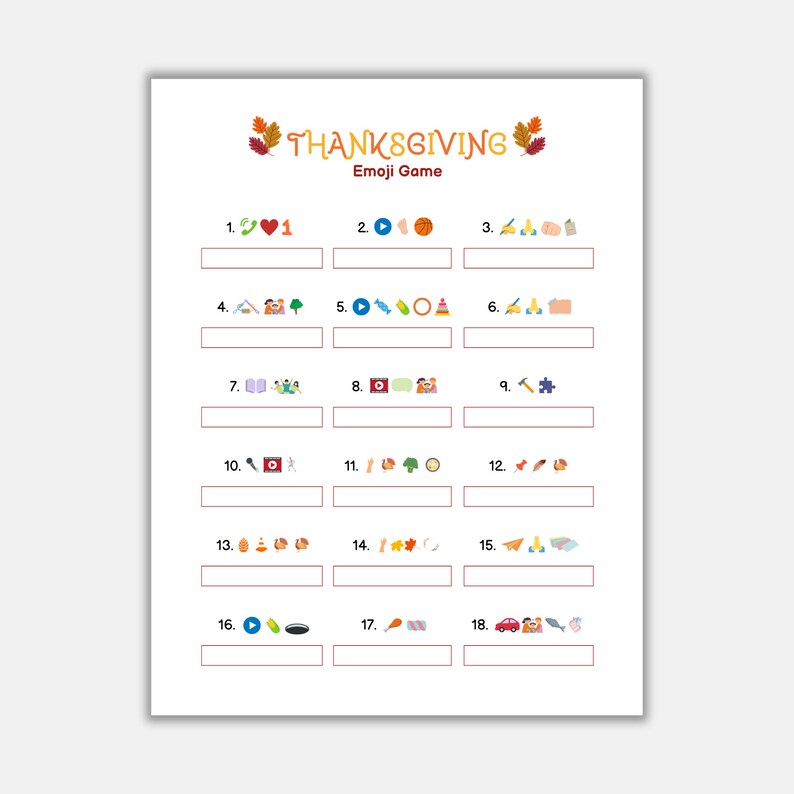 Thanksgiving Emoji, Emoji Pictionary, Thanksgiving Game, Thanksgiving ...