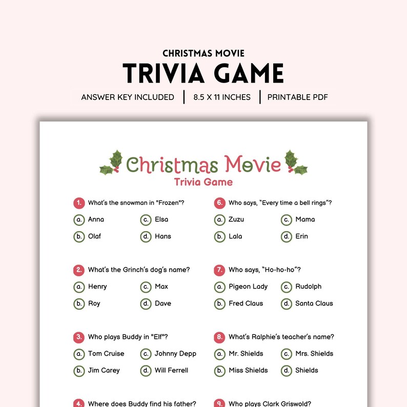 Christmas Movie Trivia, Christmas Movie Game, Christmas Activities ...