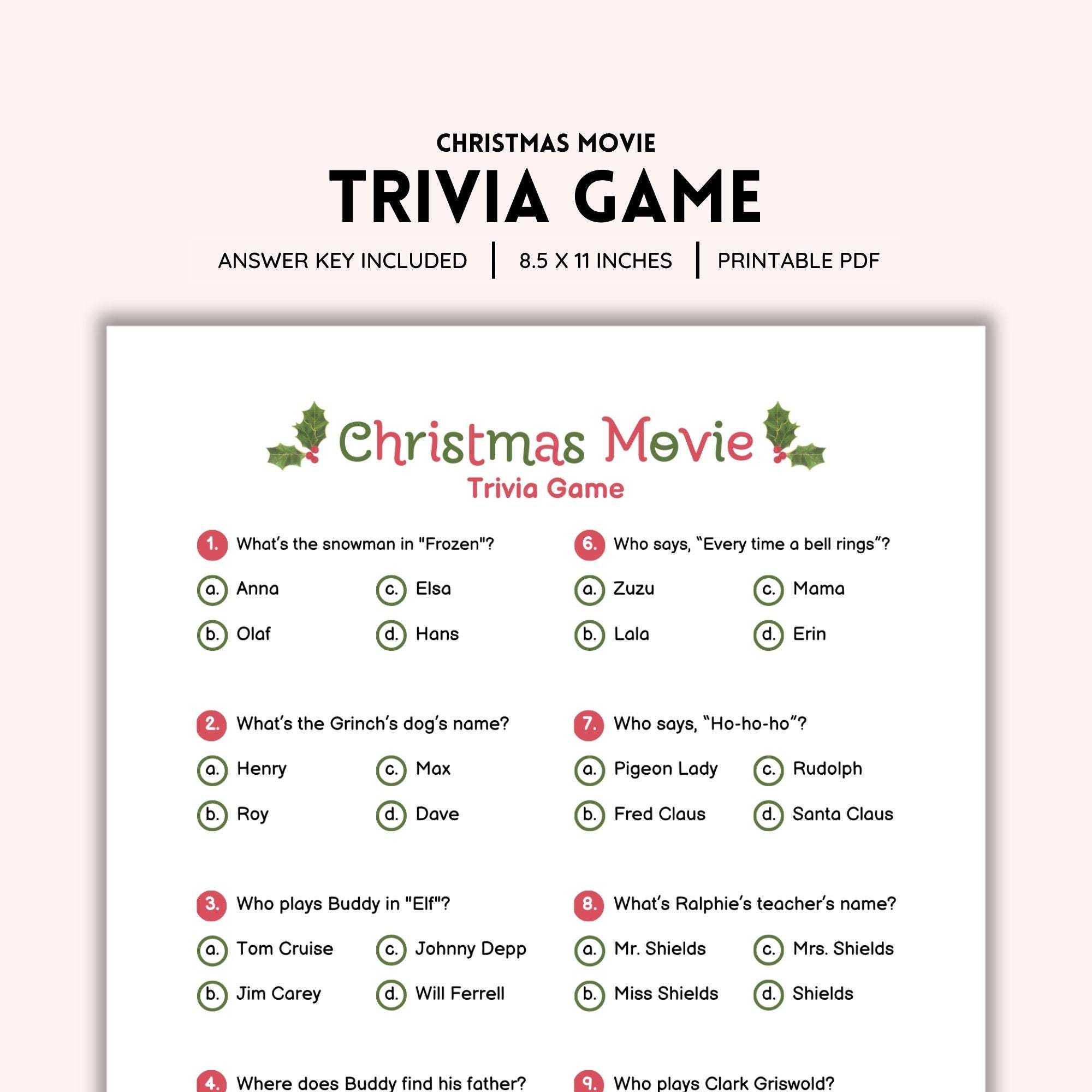 Christmas Movie Trivia, Christmas Movie Game, Christmas Activities ...