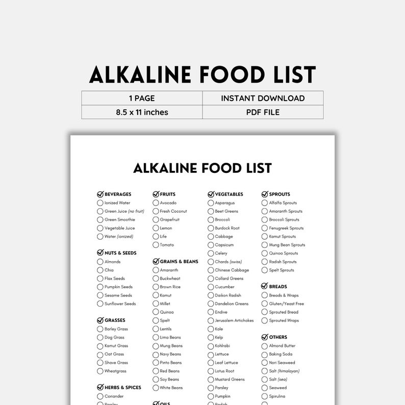 Alkaline Food List, Alkaline Herbs, Grocery List, Shopping List, Food List, Diabetic Food List ...