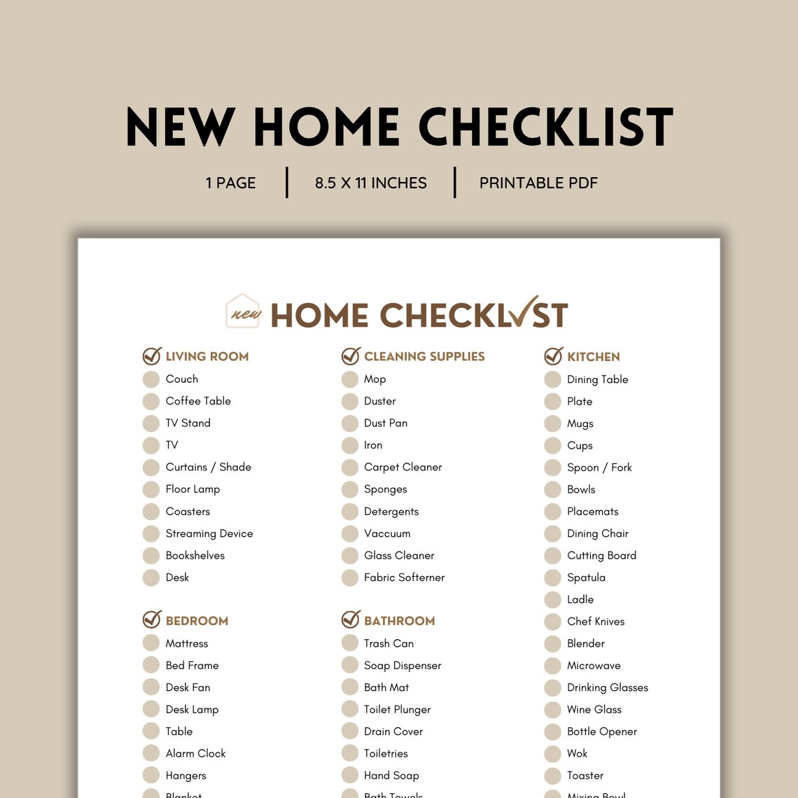 New Home Checklist, First Apartment Checklist, Moving Checklist, First ...