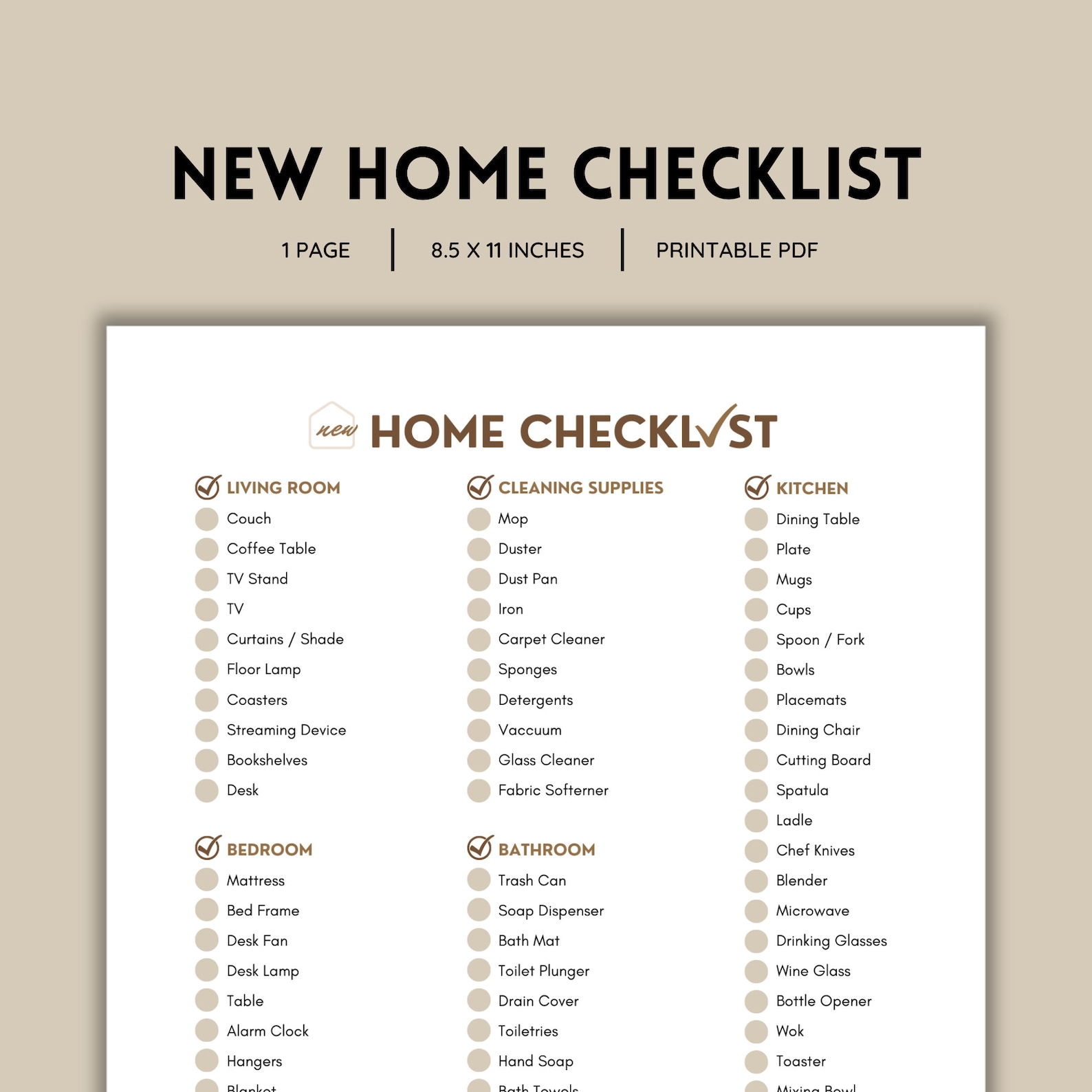 New Home Checklist, First Apartment Checklist, Moving Checklist, First ...