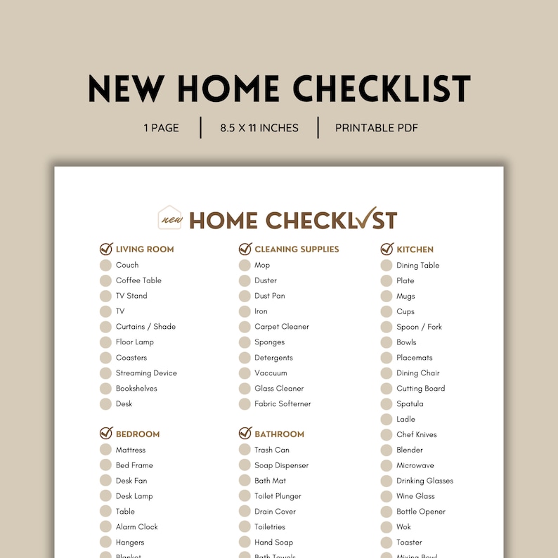 New Home Checklist Printable | Color PDF | Complete Moving & Home Setup ...