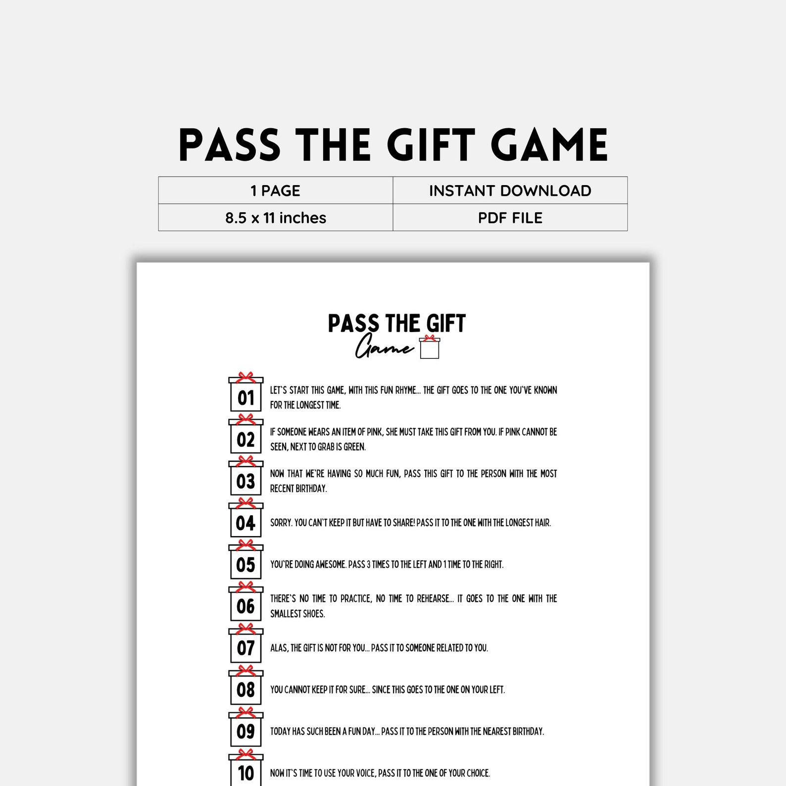 Pass the Gift Game - Fun Party Activity for All Ages - Interactive ...
