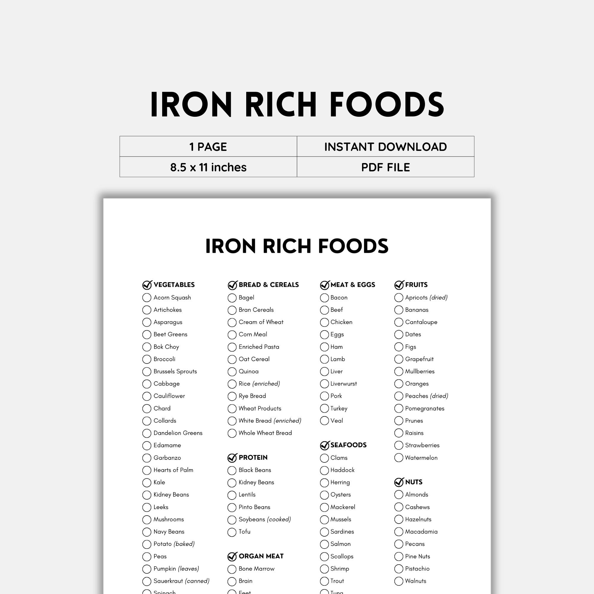 Iron Rich Food, Iron Deficiency Food, Foods High in Iron, Grocery List ...