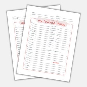 Favorite List, Get to Know You, Favorite Things, My Favorite Things ...