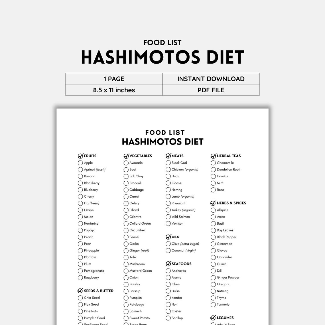 Hashimotos Diet, Food Chart, Food List, Thyroid Health, Foods to Eat ...