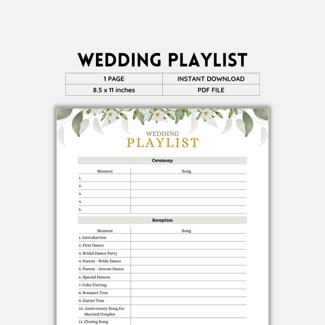 Wedding Playlist, Wedding Song List, Wedding Music, Wedding Checklist ...