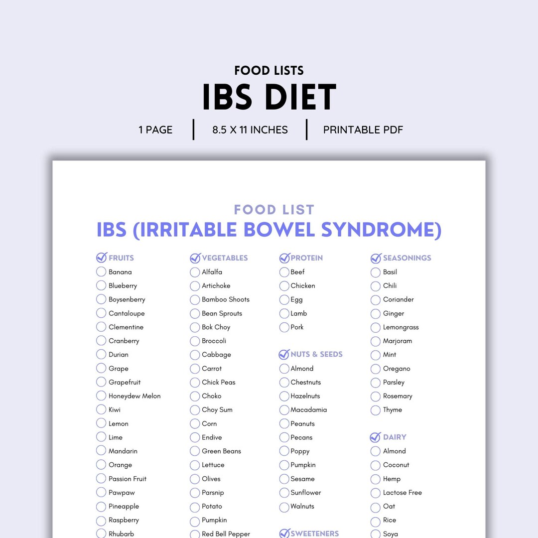 IBS Diet, Irritable Bowel Syndrome, Food List, Grocery List, Food Guide ...