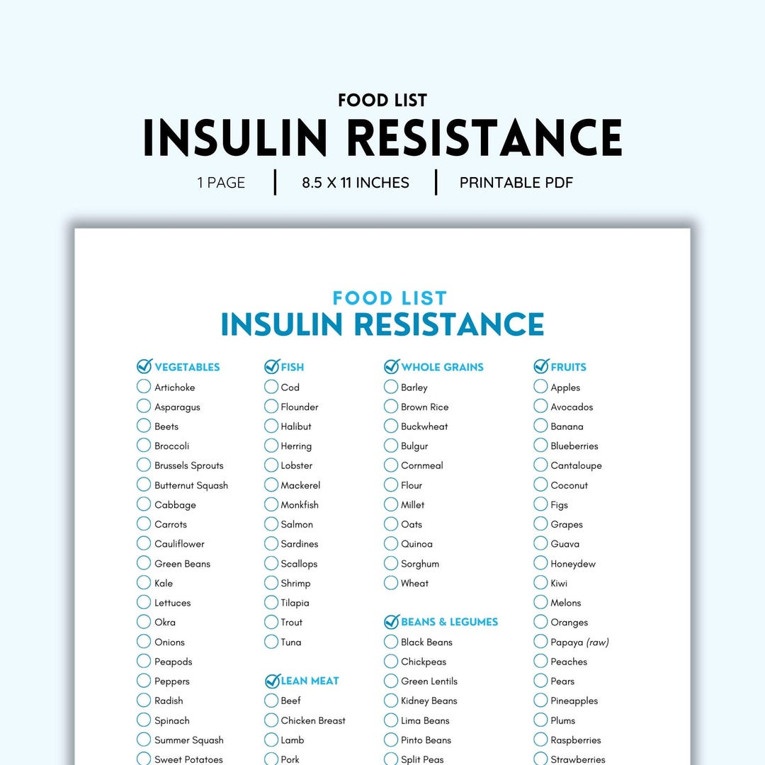 Insulin Resistance Food List Printable | Color PDF | Easy Low Sugar ...