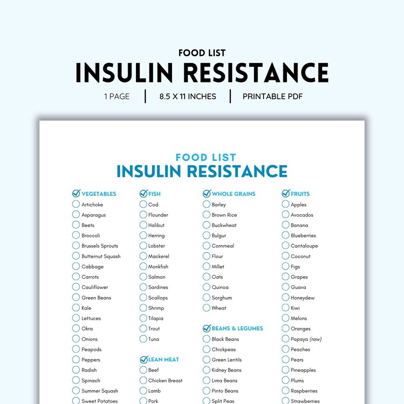 Insulin Resistance, Insulin Resistance Diet, Food List, Grocery List, Shopping List, Food Guide ...
