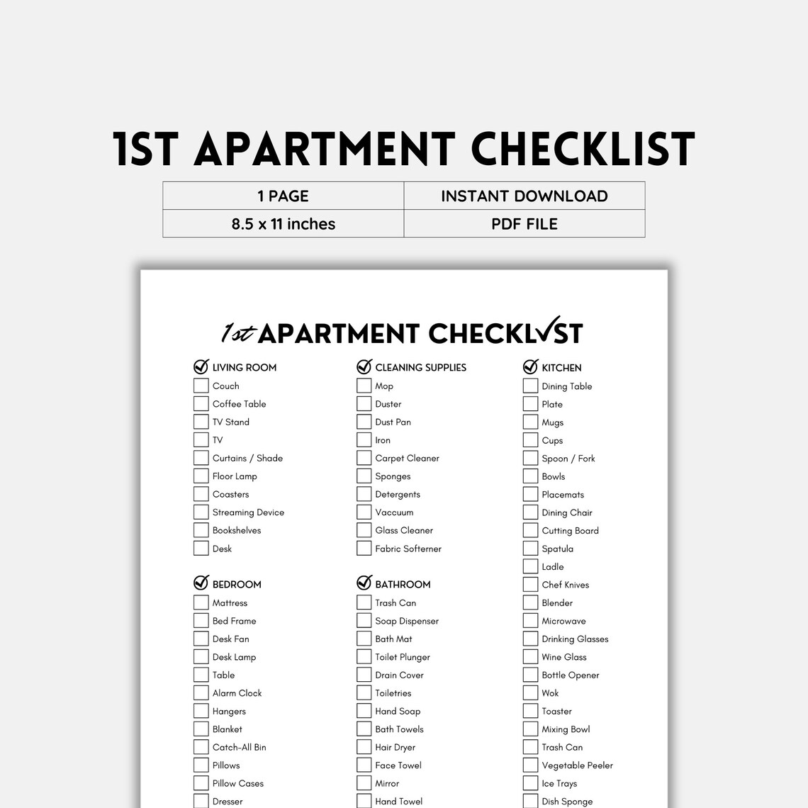First Apartment Checklist, New Home Checklist, Moving Checklist ...