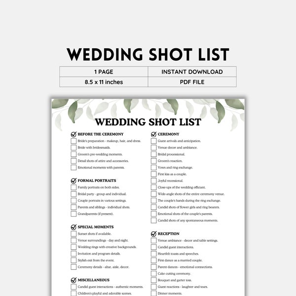 Wedding Check List - Etsy