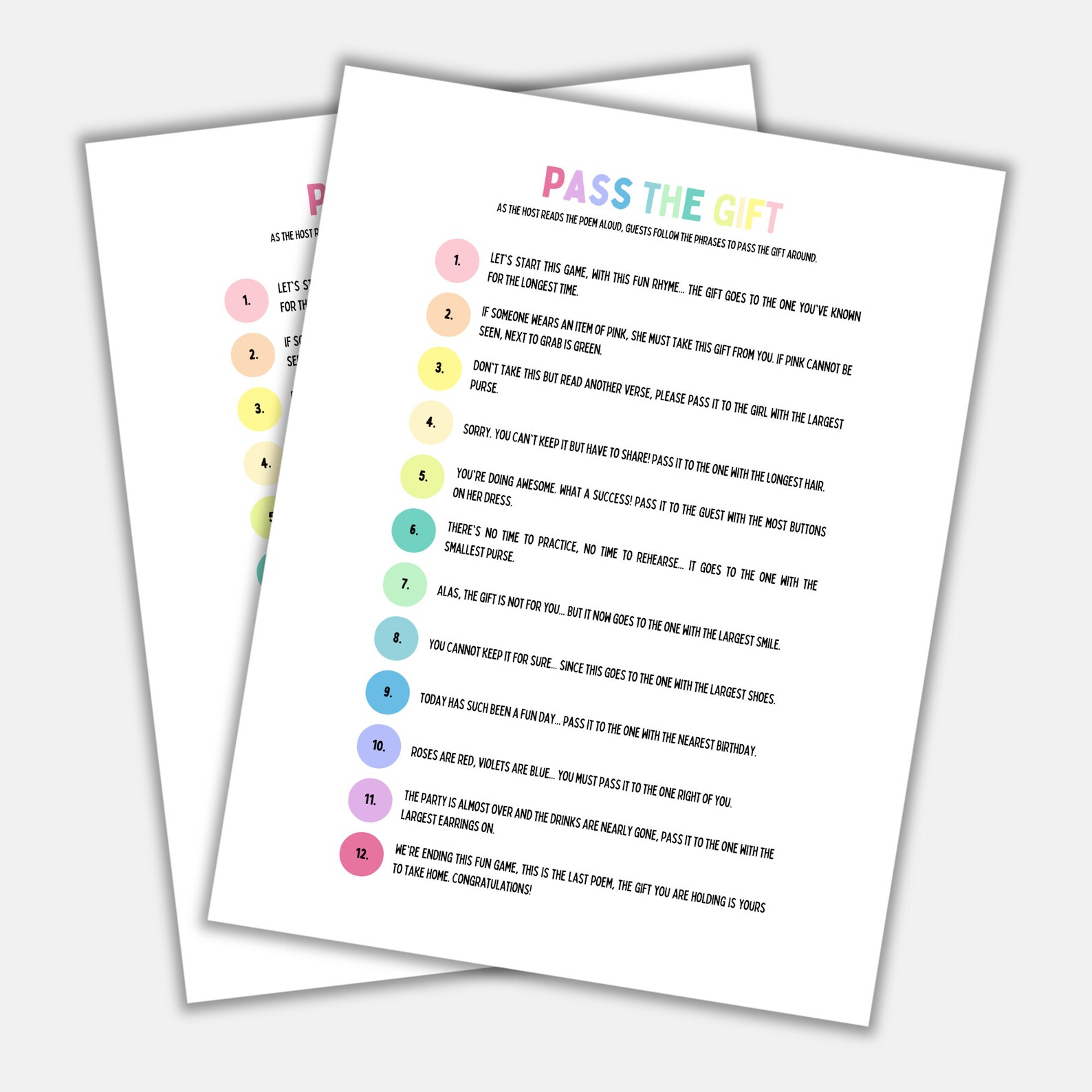 Pass the Gift Game, Pass the Prize Game, Left Right Game, Pass the ...