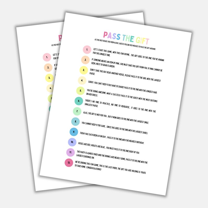 Pass the Gift Game, Pass the Prize Game, Left Right Game, Pass the ...