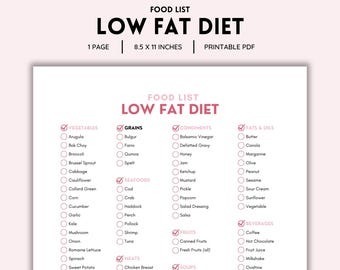 Low Fat Diet, Food Chart, Low Fat Foods, Grocery List, Shopping List ...