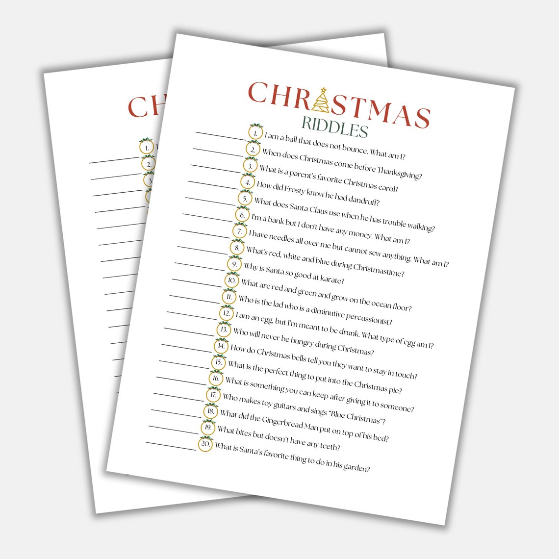 Christmas Riddles, Christmas Game, Christmas Party Game, Christmas ...