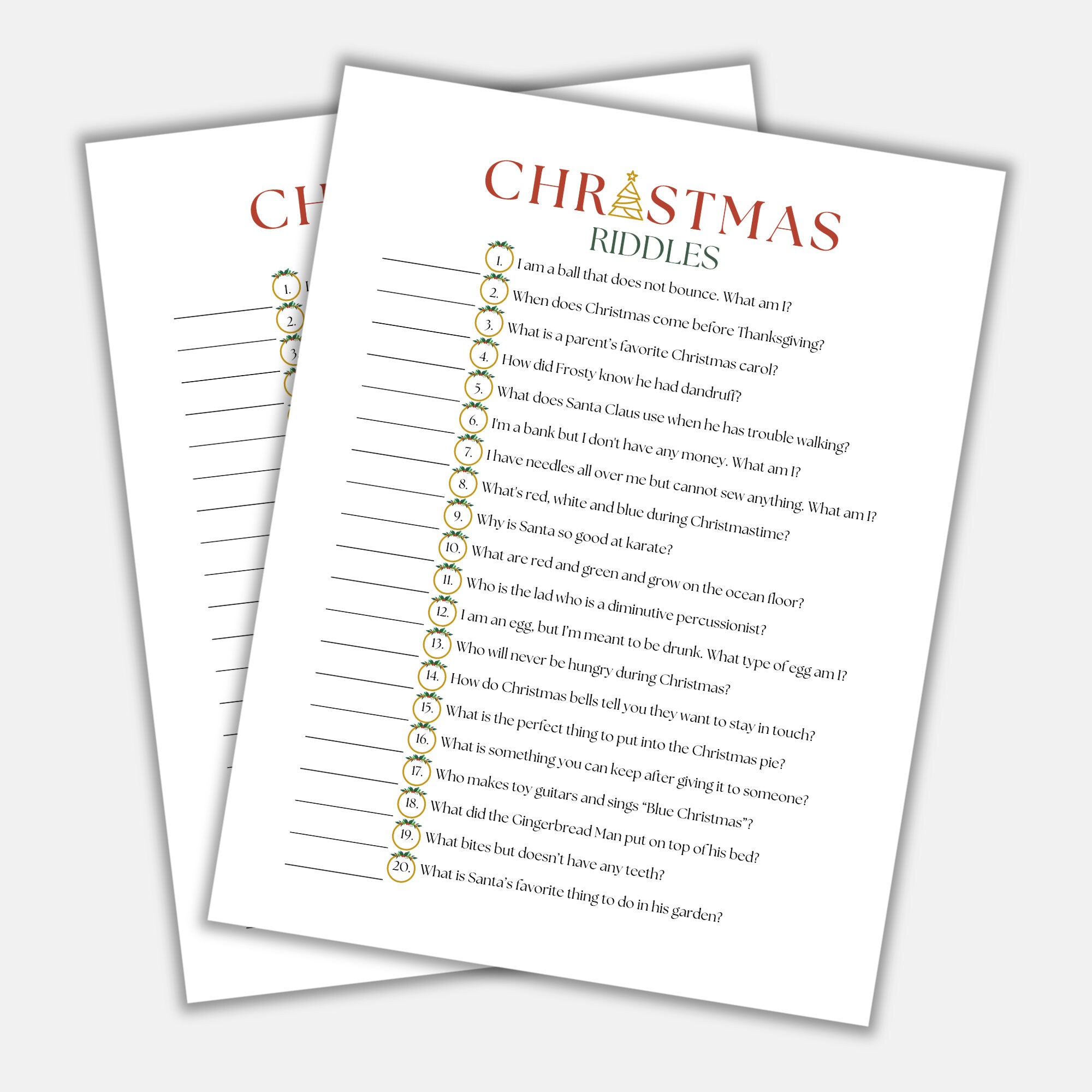 Christmas Riddles, Christmas Game, Christmas Party Game, Christmas ...