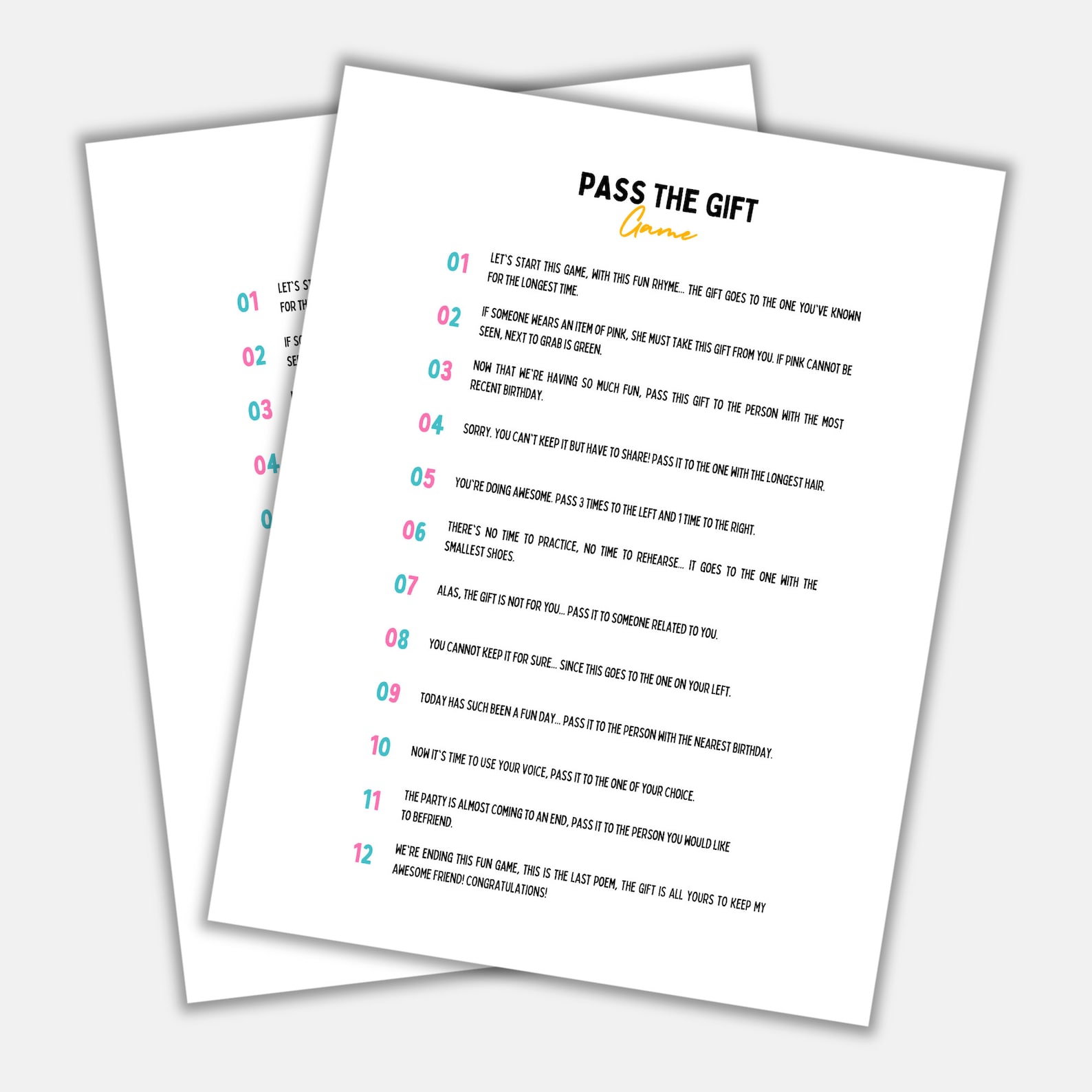 Pass the Gift Game, Pass the Prize Game, Left Right Game, Pass the ...