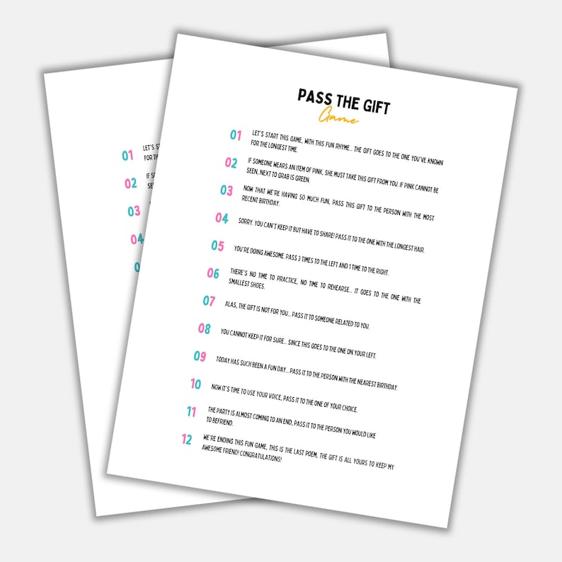 Pass the Gift Game, Pass the Prize Game, Left Right Game, Pass the ...