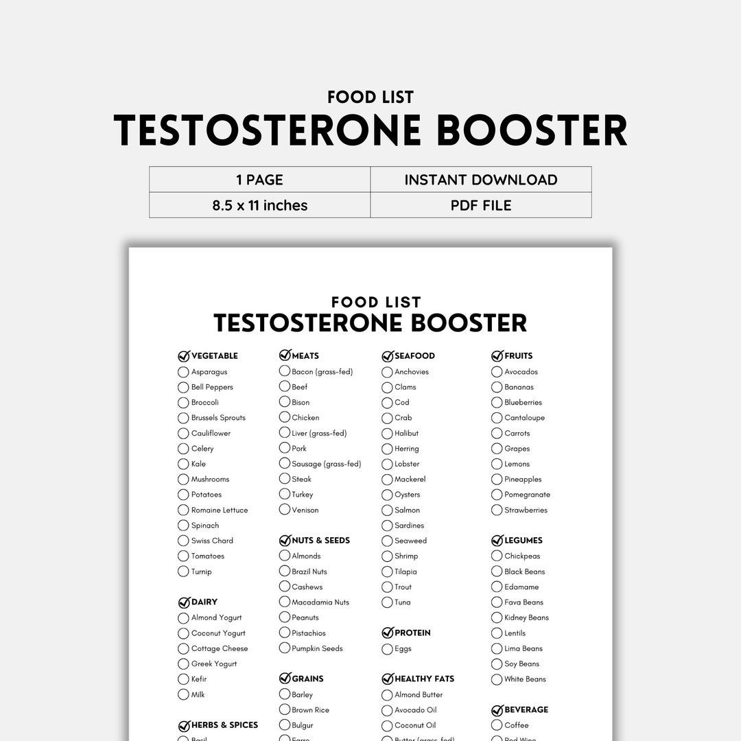 Testosterone Booster Food List Magnesium Rich Foods Grocery - Etsy