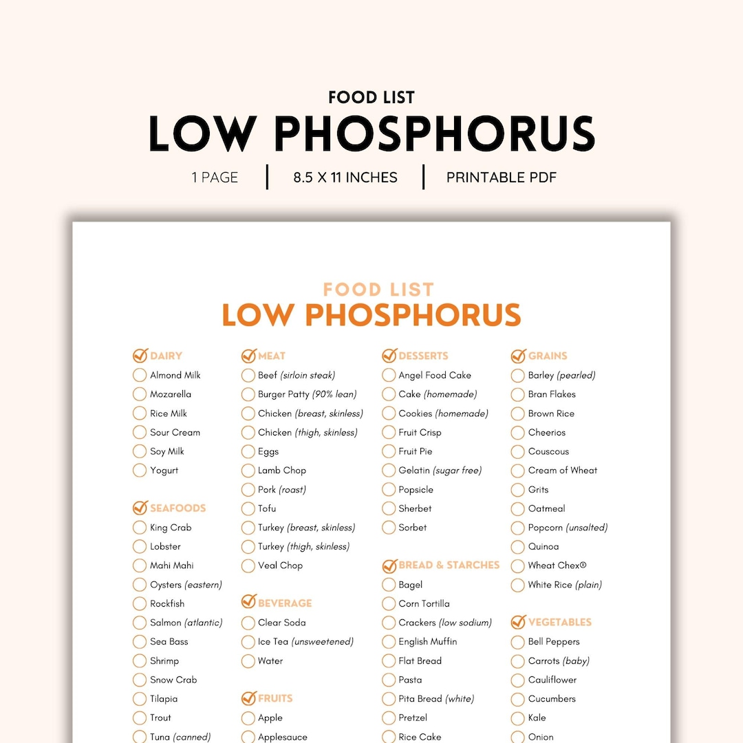 Low Phosphorus, Food List, Grocery List, Shopping List, Low Phosphorus ...